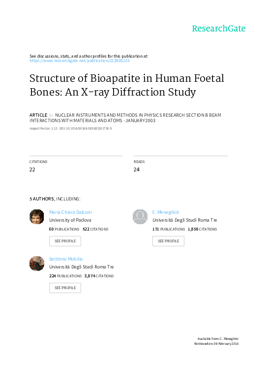 (PDF) Structure of bioapatite in human foetal bones: An X-ray ...