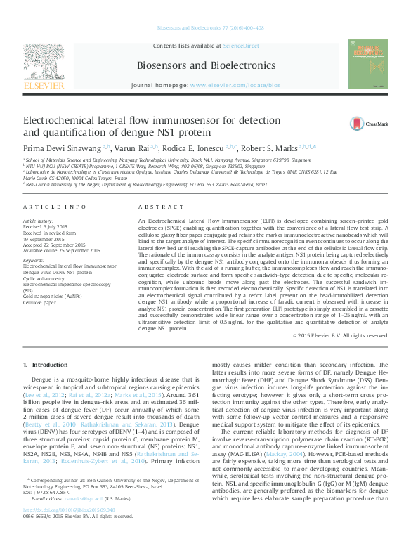 (PDF) Electrochemical lateral flow immunosensor for detection and ...