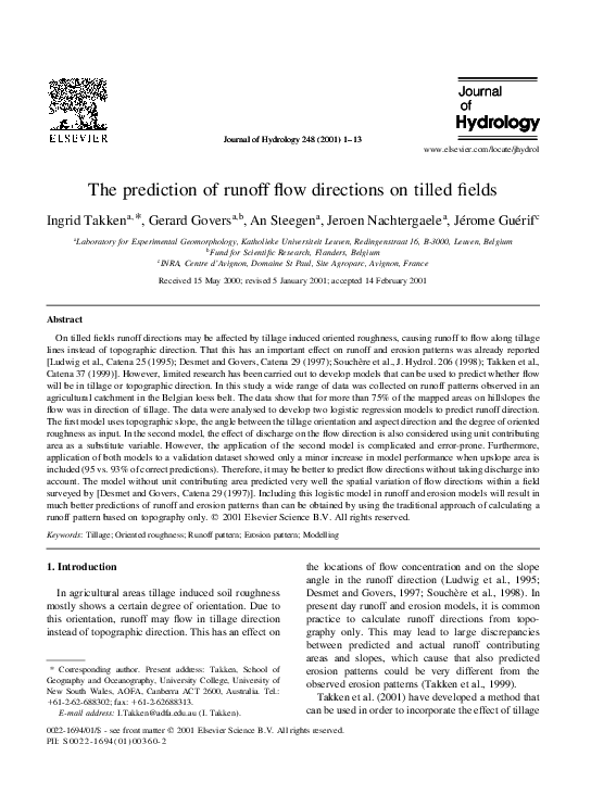 (PDF) Runoff Direction Prediction in Tilled Fields