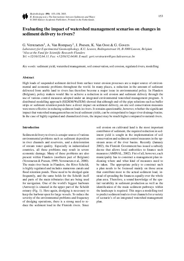 (PDF) Evaluating the impact of watershed management scenarios on ...