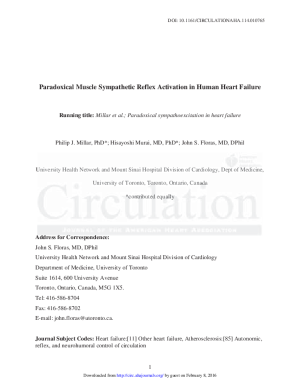 (PDF) Paradoxical muscle sympathetic reflex activation in human heart ...