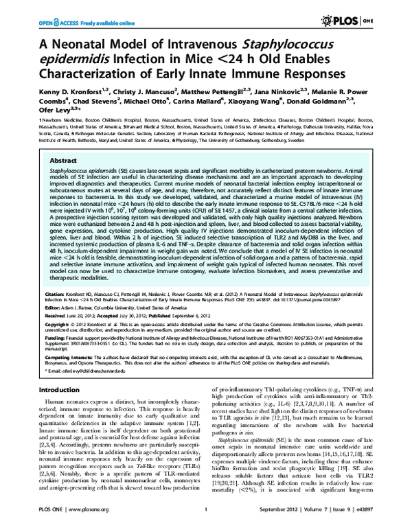 (PDF) A Neonatal Model of Intravenous Staphylococcus epidermidis ...