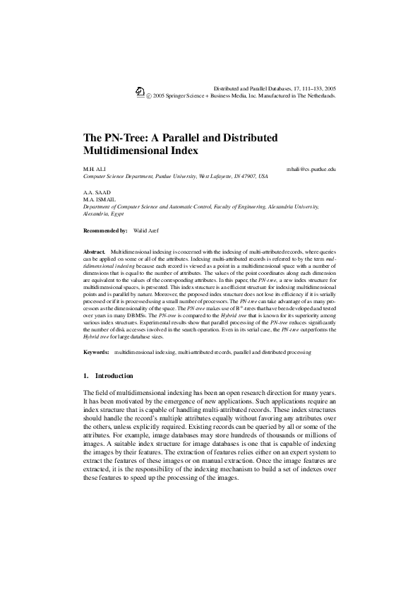 (PDF) The PN-Tree: A Parallel and Distributed Multidimensional Index