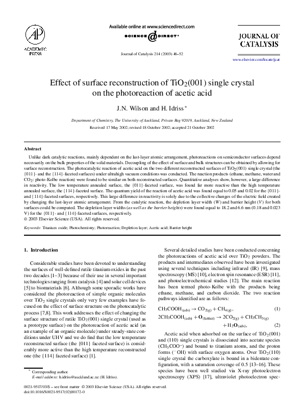 (PDF) Effect of surface reconstruction of TiO2(001) single crystal on ...