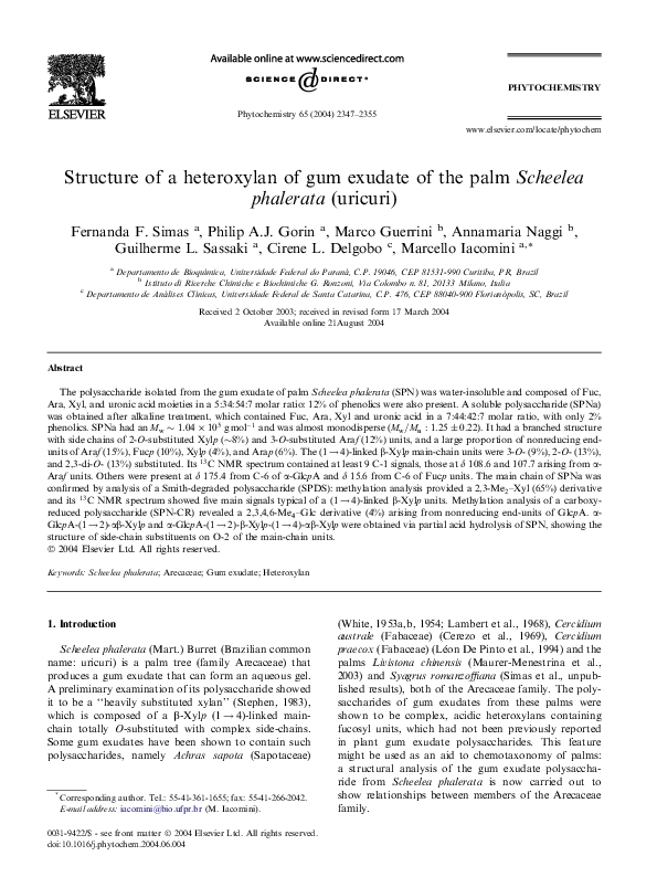 (PDF) Structure of a heteroxylan of gum exudate of the palm Scheelea ...