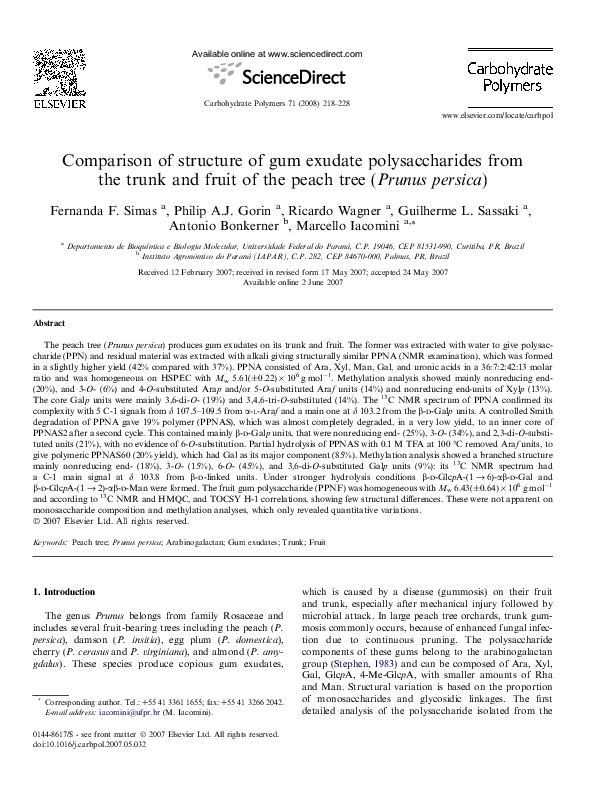 (PDF) Comparison of structure of gum exudate polysaccharides from the ...