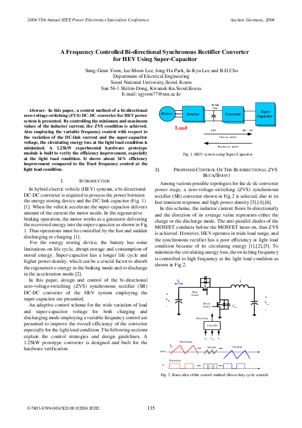 Pdf A Frequency Controlled Bidirectional Synchronous Rectifier Converter For Hev Using Super