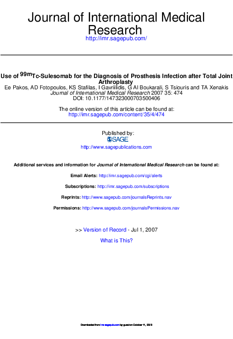 (PDF) Use of 99mTc-Sulesomab for the Diagnosis of Prosthesis Infection ...