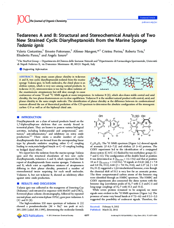 (PDF) Tedarenes A and B: Structural and Stereochemical Analysis of Two ...