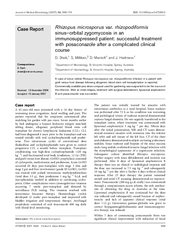 (PDF) Rhizopus microsporus var. rhizopodiformis sinus-orbital ...