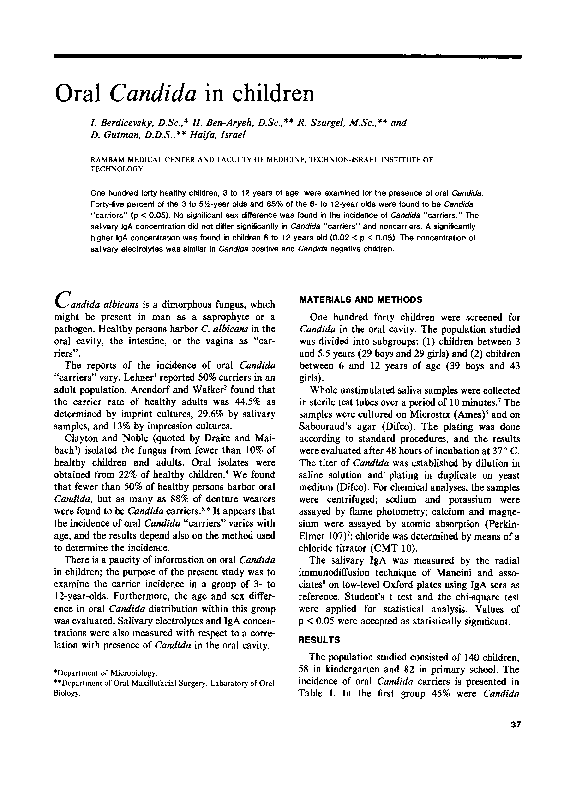 (PDF) Oral Candida in children