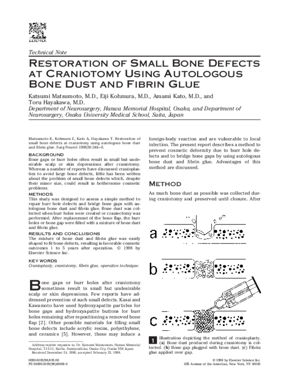 (PDF) Restoration of small bone defects at craniotomy using autologous ...