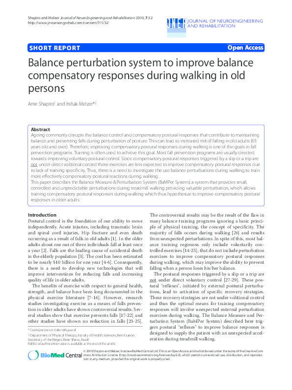 (PDF) Balance perturbation system to improve balance compensatory ...