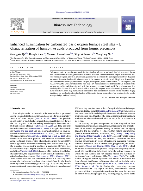(PDF) Enhanced humification by carbonated basic oxygen furnace steel ...