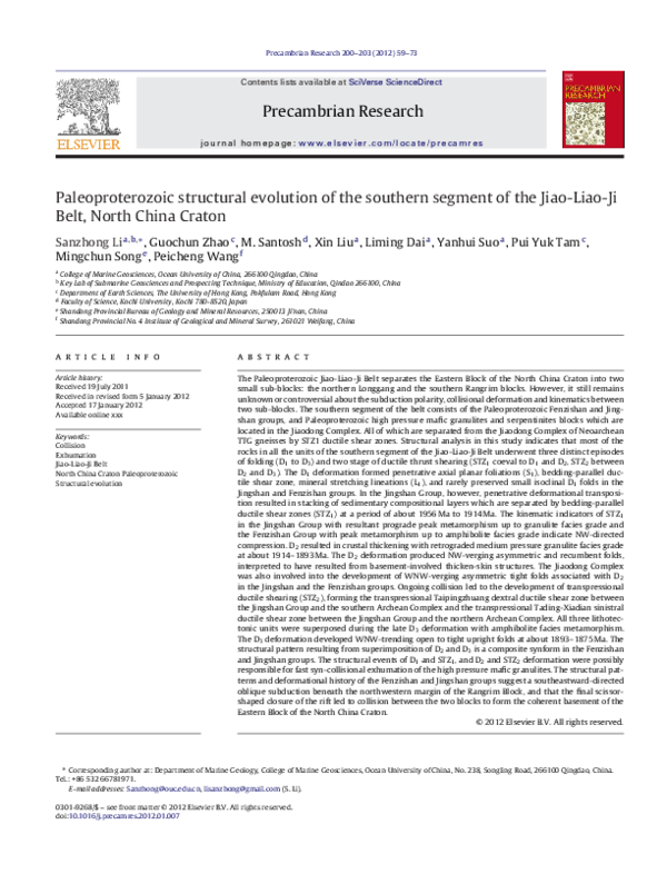 (PDF) Paleoproterozoic structural evolution of the southern segment of ...