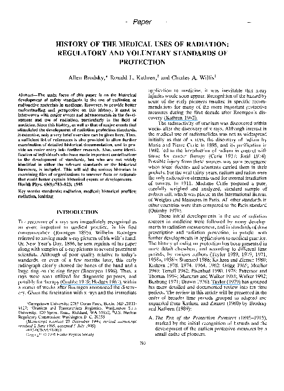 (PDF) History of the Medical Uses of Radiation