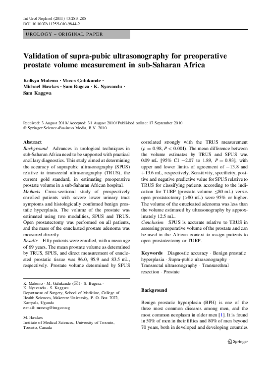 (PDF) Validation of supra-pubic ultrasonography for preoperative ...