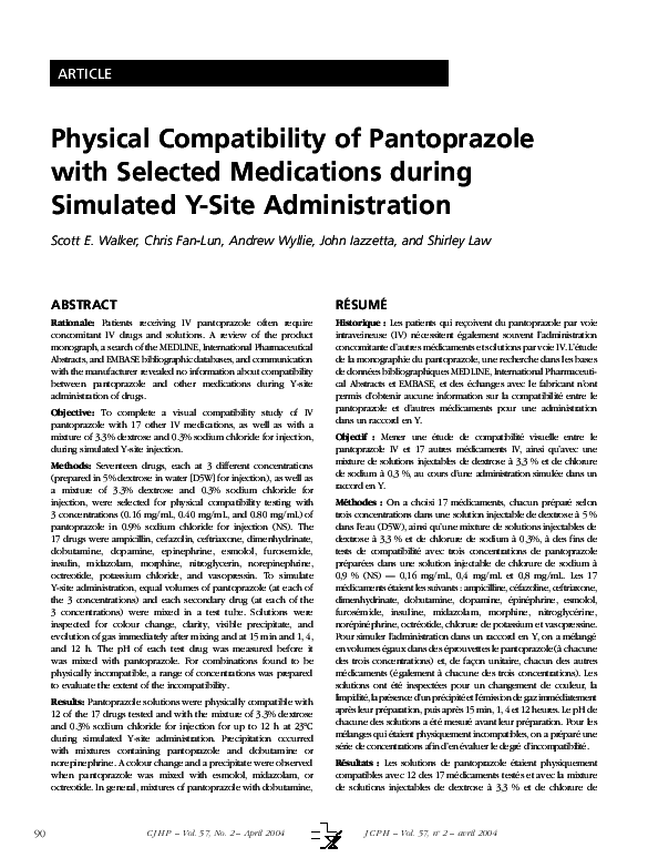 (PDF) Physical compatibility of pantoprazole with selected medications ...