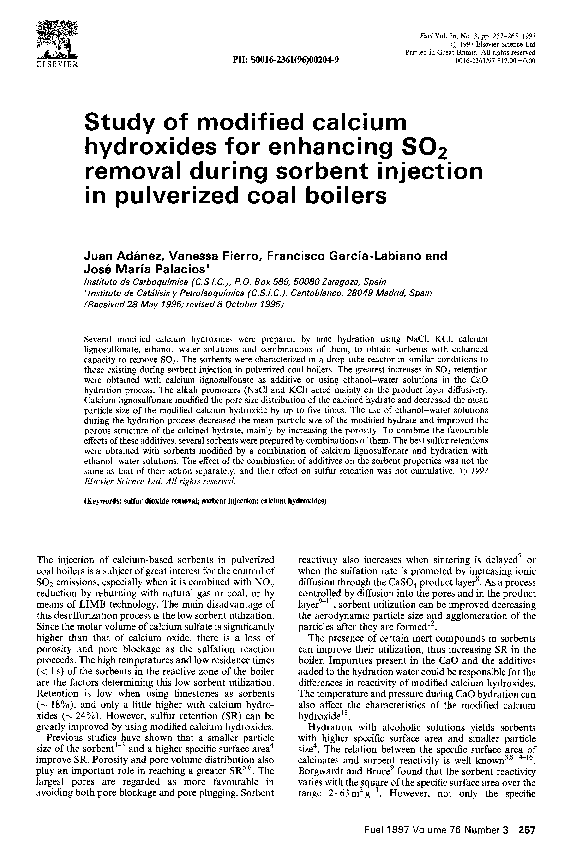 (PDF) Study of modified calcium hydroxides for enhancing SO2 removal ...