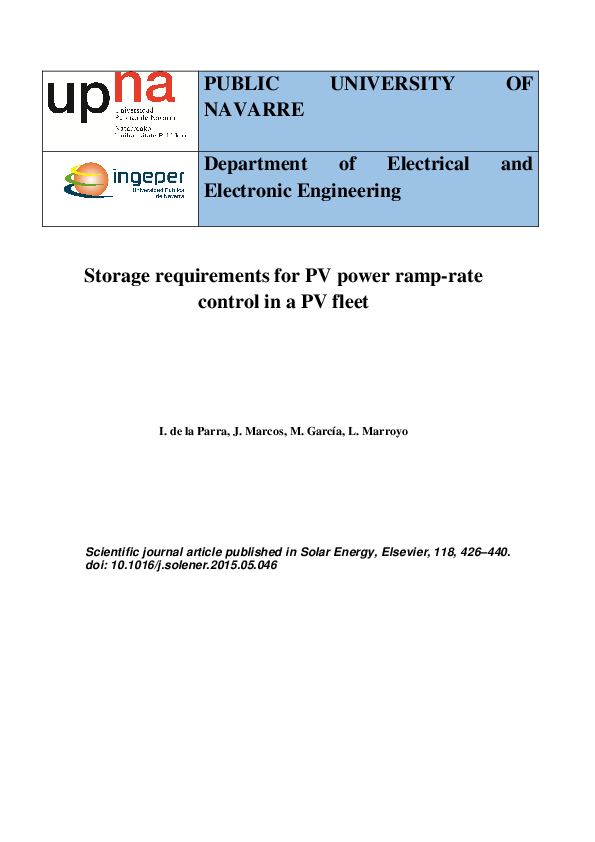 (PDF) Storage requirements for PV power ramp-rate control