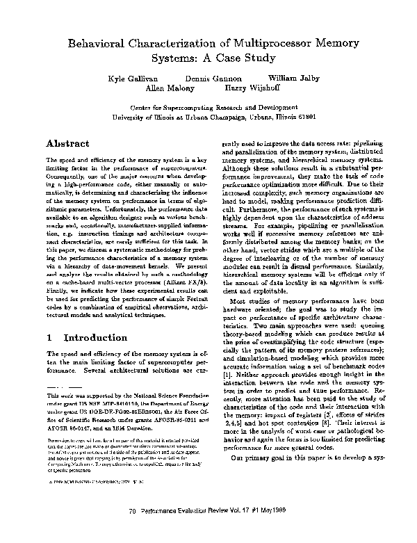 (PDF) Behavioral characterization of multiprocessor memory systems: a case study