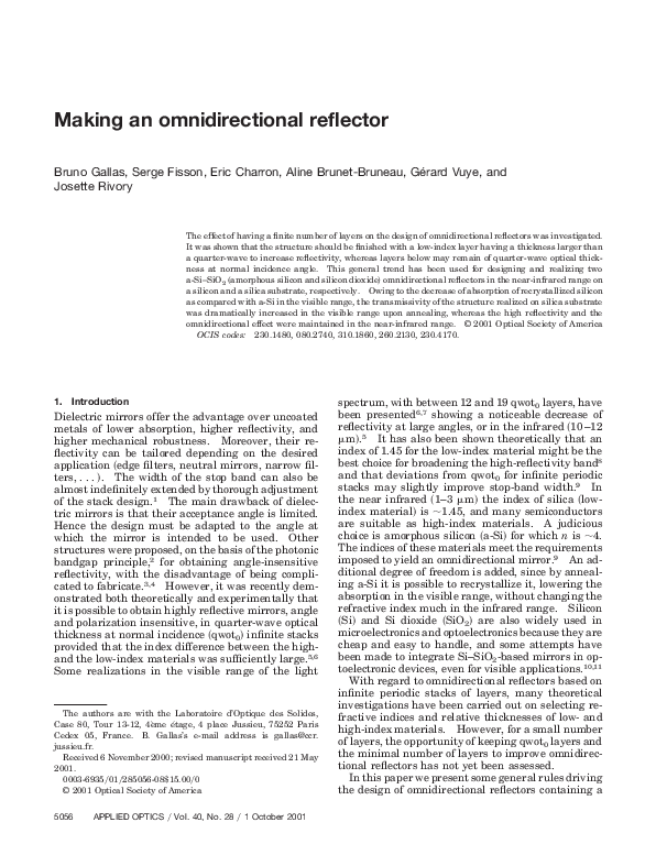 (PDF) Making an Omnidirectional Reflector