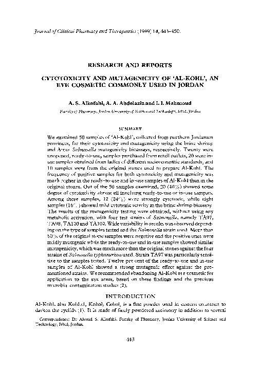 (PDF) CYTOTOXICITY AND MUTAGENICITY OF ‘AL-KOHL’, AN EYE COSMETIC ...