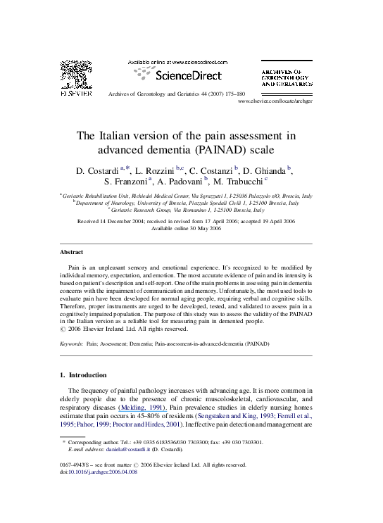 (PDF) The Italian version of the pain assessment in advanced dementia ...