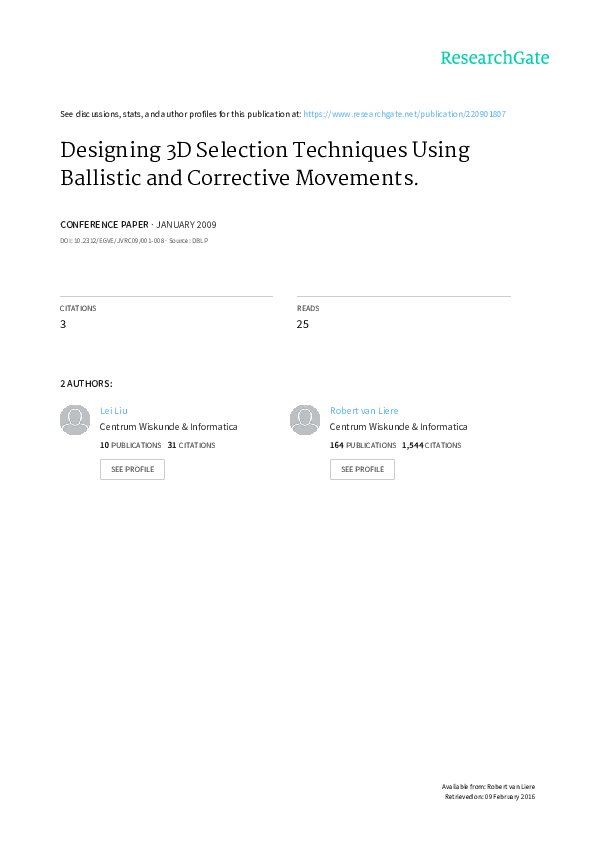 (PDF) Designing 3D selection techniques using ballistic and corrective ...