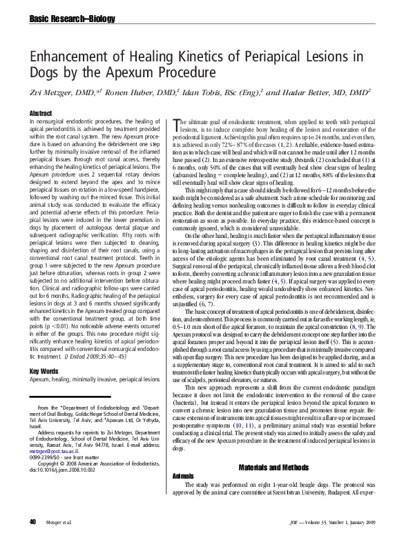 (PDF) Enhancement of healing kinetics of periapical lesions in dogs by ...