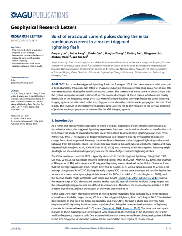 (PDF) Burst of intracloud current pulses during the initial continuous ...