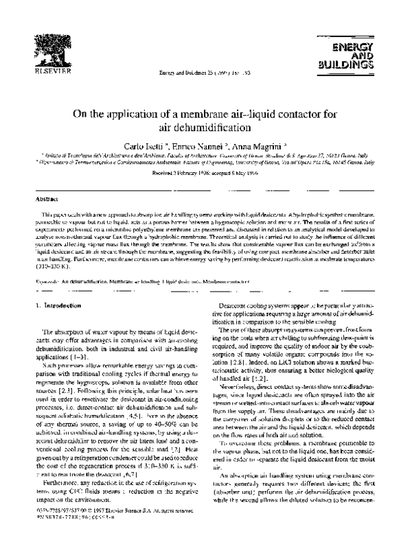 (PDF) On the application of a membrane air—liquid contactor for air ...