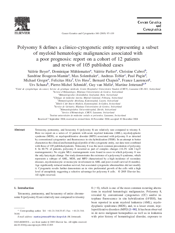 (PDF) Polysomy 8 defines a clinico-cytogenetic entity representing a ...