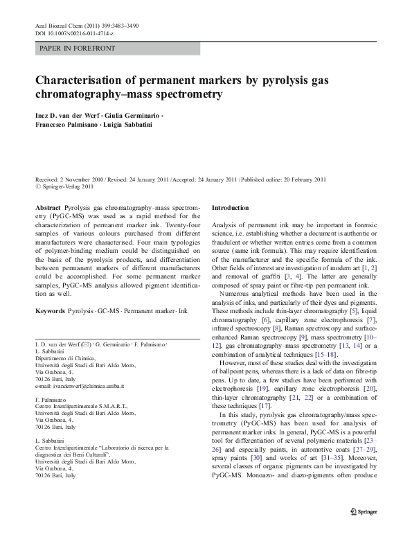 (PDF) Characterisation of permanent markers by pyrolysis gas ...