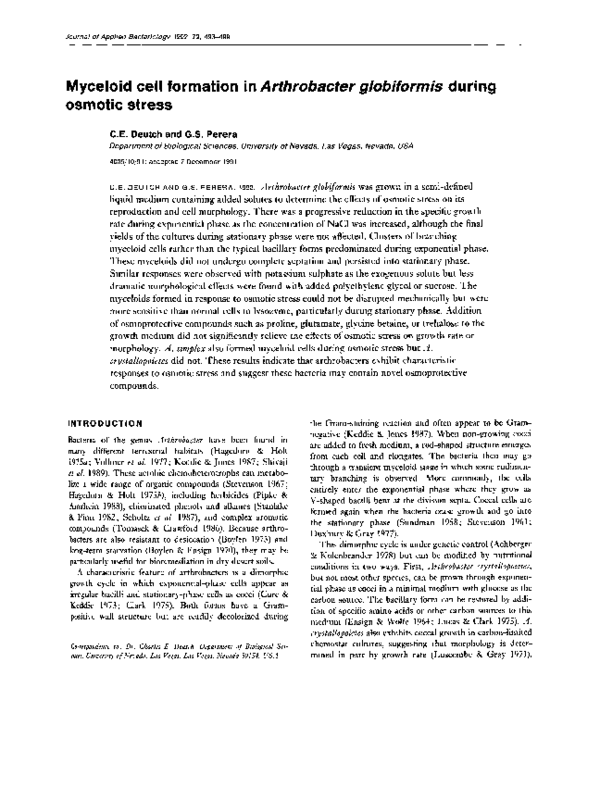 (PDF) Myceloid cell formation in Arthrobacter globiformis during ...