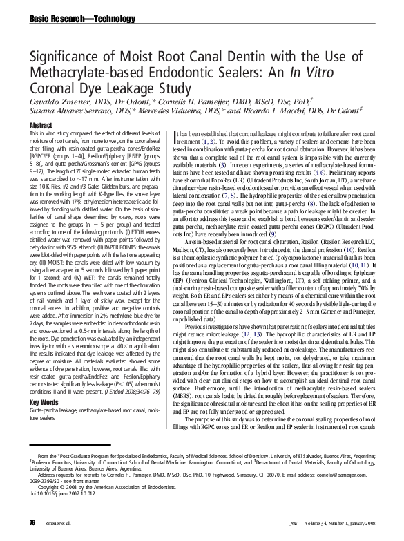 (PDF) Significance of Moist Root Canal Dentin with the Use of ...