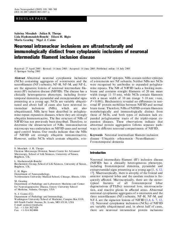 (PDF) Neuronal intranuclear inclusions are ultrastructurally and ...