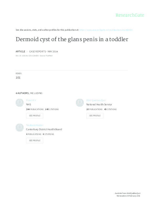 (PDF) Dermoid cyst of the glans penis in a toddler | Ramnik Patel ...