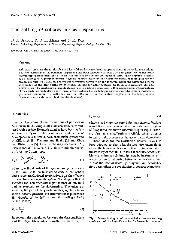 (PDF) The settling of spheres in clay suspensions