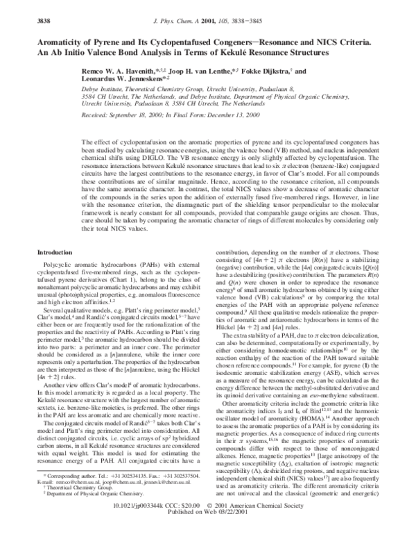 (PDF) Aromaticity of Pyrene and Its Cyclopentafused CongenersResonance ...