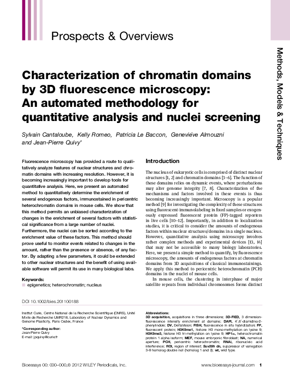 (PDF) Characterization of chromatin domains by 3D fluorescence microscopy: An automated ...