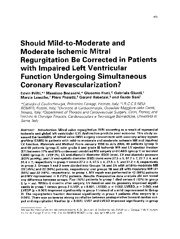 (PDF) Should Mild-to-Moderate and Moderate Ischemic Mitral ...