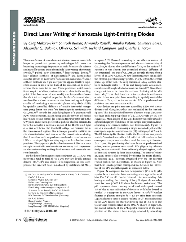 (PDF) Direct Laser Writing of Nanoscale Light-Emitting Diodes