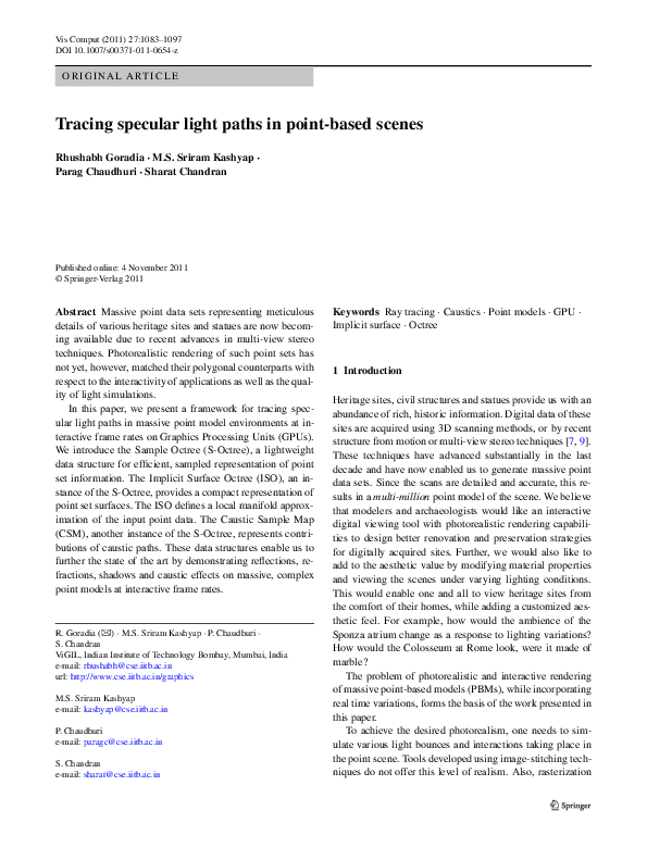 (PDF) Tracing specular light paths in point-based scenes