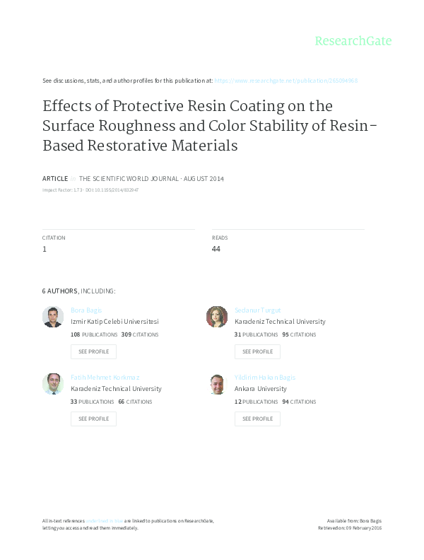 (PDF) Effects of Protective Resin Coating on the Surface Roughness and ...