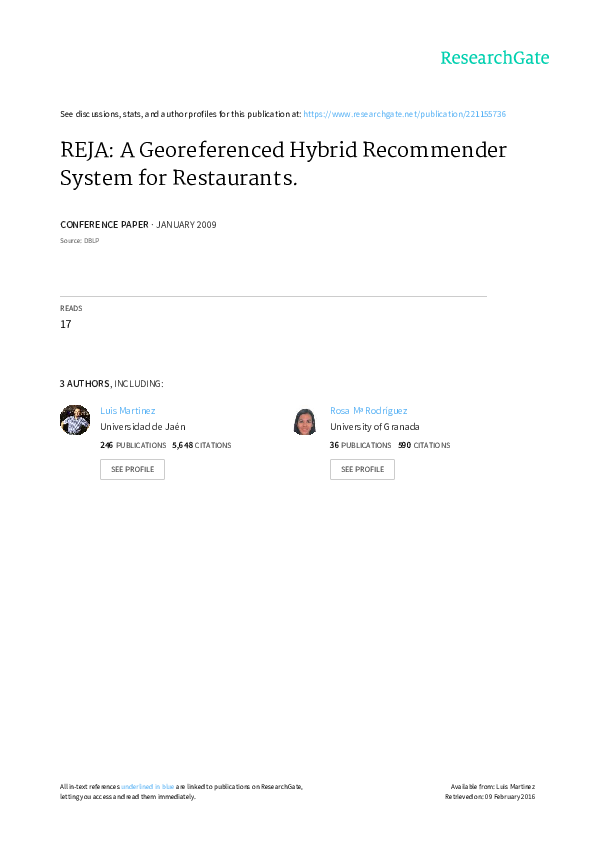 (PDF) REJA: A Georeferenced Hybrid Recommender System for Restaurants