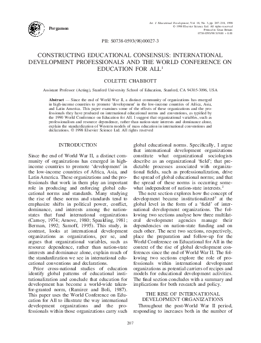 (PDF) Constructing educational consensus: international development ...