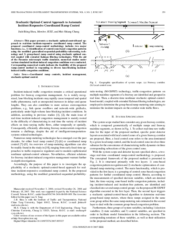 (PDF) Stochastic Optimal-Control Approach to Automatic Incident ...