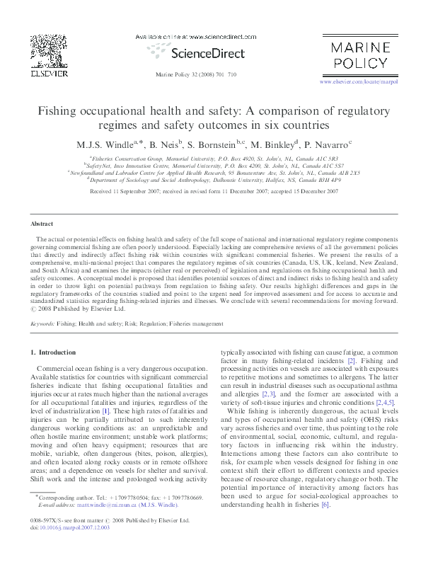 (PDF) Fishing occupational health and safety: a comparison of ...
