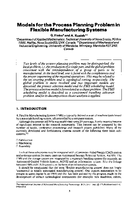 (PDF) MODELING AND SOLVING THE FLEXIBLE FORGING MODULE SCHEDULING PROBLEM | Andrew Kusiak ...